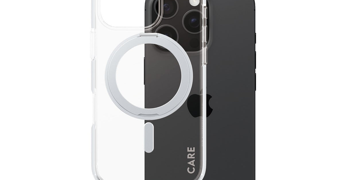 CARE by PanzerGlass® Feature Case Transparent w. Silver Kickstand & Ma